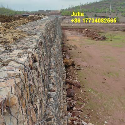 China Hexagonal Gabion Wall Cages Hot Dip Galvanized Steel for Riverbank Protection for sale
