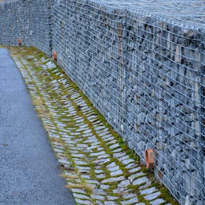 China 1m Length Stone Gabion Fence With Gray Dark Green Color PVC Coating for sale