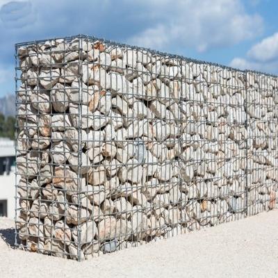 China 50 X 100mm Galvanized Welded Mesh Gabion Stone Box Cage Wall for sale