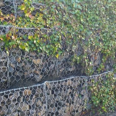 China Galvanized Iron Wire Stone Gabion Wall Cages Hexagonal Hole 60x80mm 80X100mm for sale