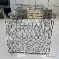China Double Twist Gabion Basket 60x80mm Galvanized PVC Coated Wire Stone Cage for sale