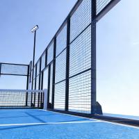 China Blue White Line Paddle Tennis Courts Artificial Grass PU Backing Anti UV 10m*20m Outdoor Padel Court for sale