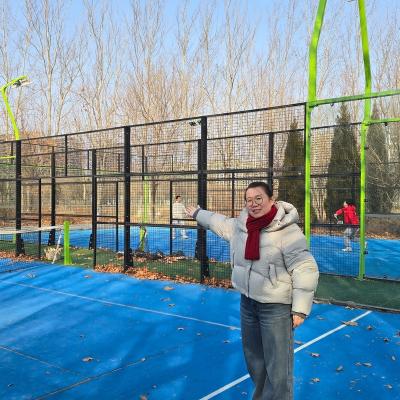 China Outdoor Padel Tennis Court Combining Tempered Glass And Touch Welded Mesh Fence With Precision Laser Cut Steel Components For Performance for sale