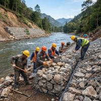 China River Bank Protect Gabion Basket 2mm-4mm Hot Dipped Galvanized Wire Gabion Mesh Cage for sale