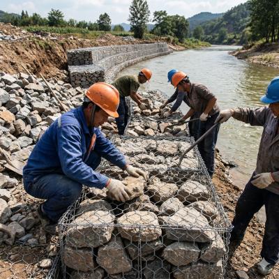 China 80*100mm, 2*1*1m Galfan Coated Durable Metal Wire Mesh Filled With Stone for Gabion Retaining Wall for sale