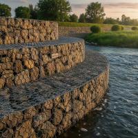 China Galfan Gabion Retaining Wall, Heavy Duty Double Twist Hexagonal Gabion Basket For River Bank Slope Flood Protection for sale