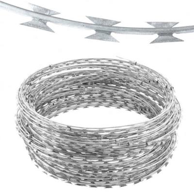 China High Security Hot Galvanized Razor Barbed Wire with Single / Cross Coil for sale
