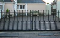 China Residential Security Galvanized Swing Steel Fence Gate With Double Leaf Door for sale