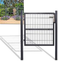 China Refined Garden Fence Swing Door With Round Post Easily Assembled for sale