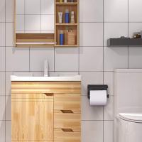 China Black 304 Stainless Steel Hole-Free Toilet Paper Holder with Phone Shelf 13.8x9.5cm for sale
