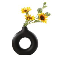 China Nordic Ceramic Donut Vase 6 Inch Round Flower Vase for Home Decor for sale