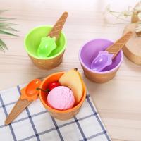 China Reusable Plastic Ice Cream Cups with Spoons Set 4 Pack 9.8x6.2cm for Kids for sale