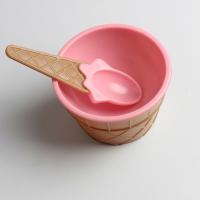 China Reusable Plastic Ice Cream Cups with Spoons Set 4 Pack 9.8x6.2cm for Kids for sale