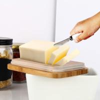 China White Ceramic Butter Dish with Lid and Knife 250ml for Kitchen Counter for sale