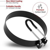 China Black Stainless Steel Egg Cooking Rings 4 Inch Round Pancake Mold for Home Kitchen for sale