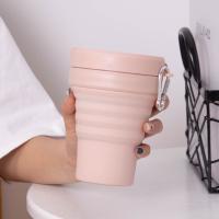 China 16oz Collapsible Silicone Coffee Mug with Lid and Straw Portable Travel Cup for sale