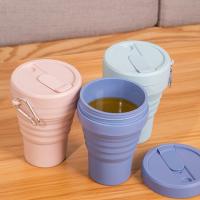 China 16oz Collapsible Silicone Coffee Mug with Lid and Straw Portable Travel Cup for sale