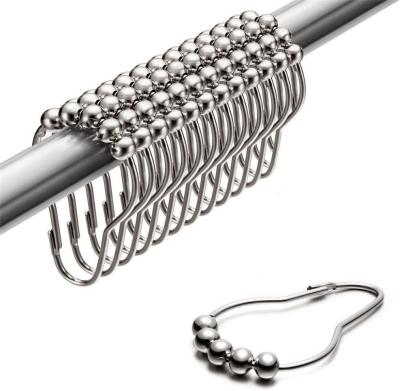 China 304 Stainless Steel Shower Curtain Rings 12 Pack Rustproof Heavy Duty Bathroom Hooks for sale