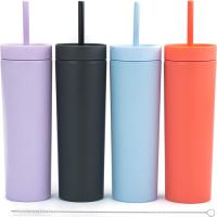 China 16oz Double Wall Acrylic Tumblers with Screw Lids and Straws Pastel Matte for sale