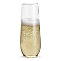 China 9 Oz Clear Plastic Champagne Flutes Unbreakable PET Stemless Disposable for sale