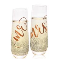 China 9 Oz Clear Plastic Champagne Flutes Unbreakable PET Stemless Disposable for sale