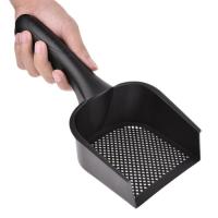 China Black Plastic Fine Litter Scooper Shovel for Cat Dog 27cm Small Holes 2.5mm for sale