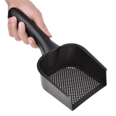 China Black Plastic Fine Litter Scooper Shovel for Cat Dog 27cm Small Holes 2.5mm for sale