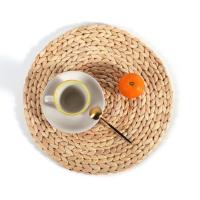 China Natural Water Hyacinth Round Braided Placemats 25cm Heat Resistant Woven Table Mats for sale