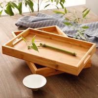China Bamboo Serving Tray 20x15x4cm with Handles for Coffee Table Breakfast Bed for sale