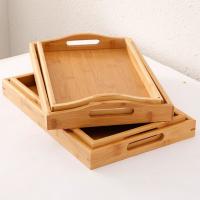 China Bamboo Serving Tray 20x15x4cm with Handles for Coffee Table Breakfast Bed for sale
