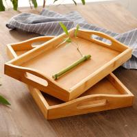 China Bamboo Serving Tray 20x15x4cm with Handles for Coffee Table Breakfast Bed for sale