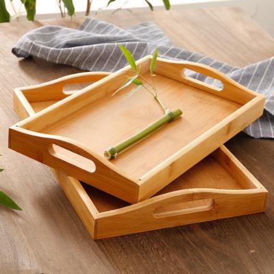 China Bamboo Serving Tray 20x15x4cm with Handles for Coffee Table Breakfast Bed for sale