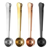 China Stainless Steel Coffee Measuring Spoon 15ml with Bag Clip 17.5cm Long Handle for sale