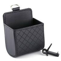China Car Air Vent Storage Bag Sunglass Holder Phone Organizer 3.5x3.3x1.75 inch PU Leather for sale