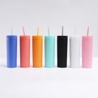 China 16oz Double Wall Acrylic Plastic Tumbler Reusable Cup with Straw and Splash Proof Lid for sale