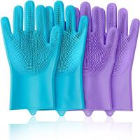 China Reusable Silicone Dishwashing Gloves 13.6 Inch Heat Resistant Cleaning Gloves for sale