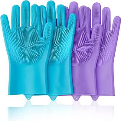 China Reusable Silicone Dishwashing Gloves 13.6 Inch Heat Resistant Cleaning Gloves for sale