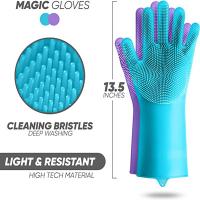 China Reusable Silicone Dishwashing Gloves 13.6 Inch Heat Resistant Cleaning Gloves for sale