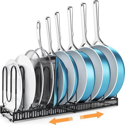 China Black Metal Adjustable Pot And Pan Organizer Rack For Cabinet for sale