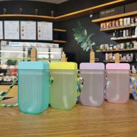 China 300ml BPA-Free Plastic Water Bottle with Straw Leakproof Cute Popsicle Design for sale
