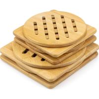 China Natural Bamboo Trivet Heat Resistant Hot Pads 19.5x19.5cm Kitchen Counter Protector for sale