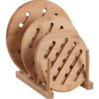 China Natural Bamboo Trivet Heat Resistant Hot Pads 19.5x19.5cm Kitchen Counter Protector for sale