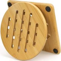China Natural Bamboo Trivet Heat Resistant Hot Pads 19.5x19.5cm Kitchen Counter Protector for sale