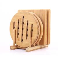 China Natural Bamboo Trivet Heat Resistant Hot Pads 19.5x19.5cm Kitchen Counter Protector for sale
