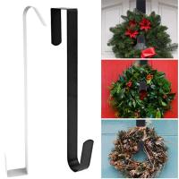 China Metal Single Hook Black White Wreath Hanger For Front Door for sale