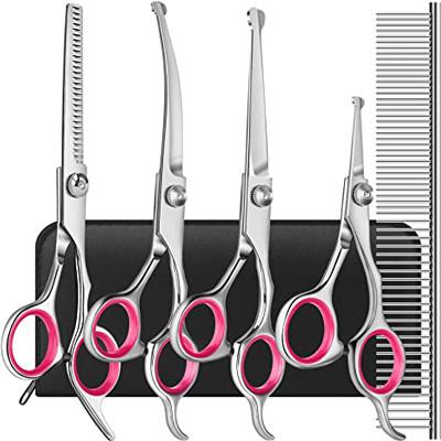 China 6 in 1 Stainless Steel Dog Grooming Scissors Kit with Safety Round Tips 4CR for sale