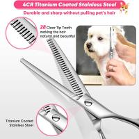 China 6 in 1 Stainless Steel Dog Grooming Scissors Kit with Safety Round Tips 4CR for sale