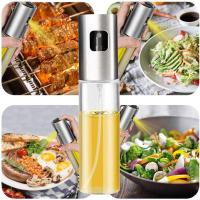 China Transparent 100ml Glass Olive Oil Spray Bottle Multifunction for sale