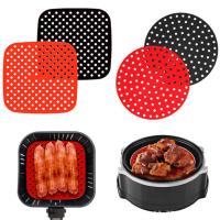 China Reusable Square Silicone Air Fryer Mat Non Stick 21cm BPA Free Heat Resistant 430F for sale