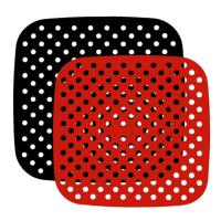 China Reusable Square Silicone Air Fryer Mat Non Stick 21cm BPA Free Heat Resistant 430F for sale